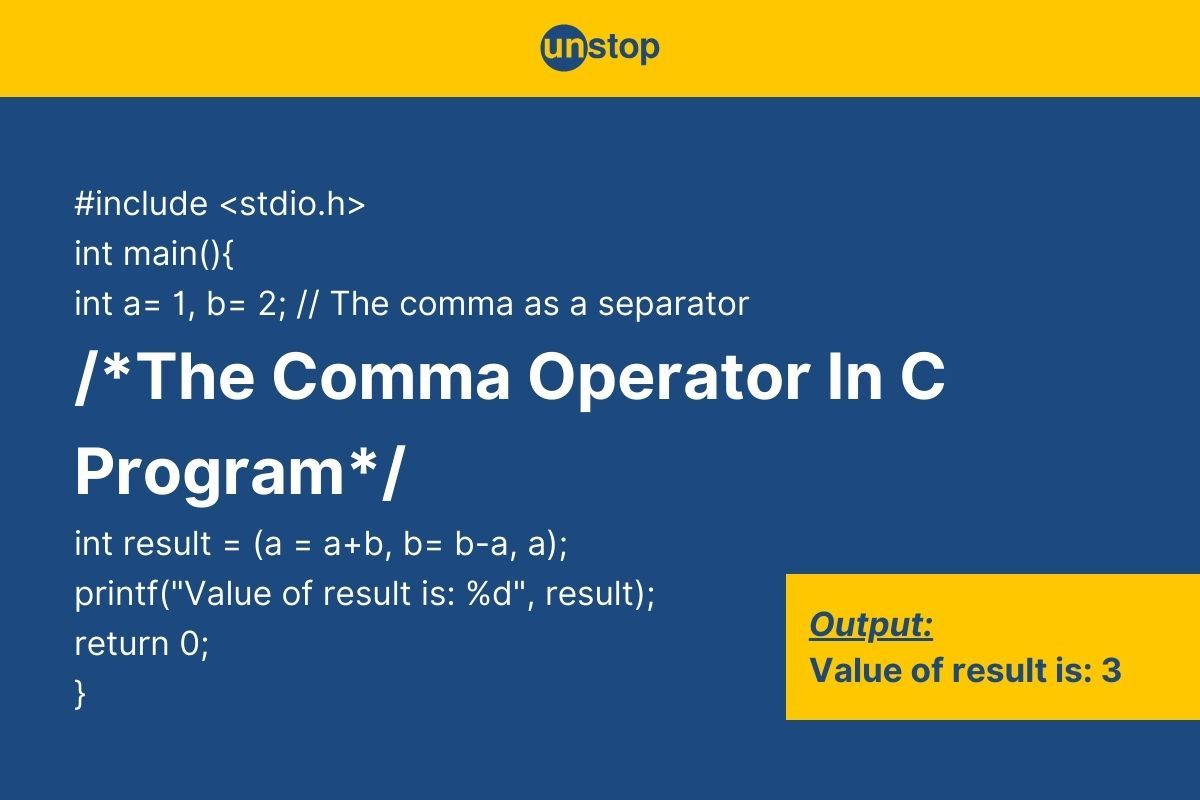 Comma Operator In C All Details With Code Examples Unstop