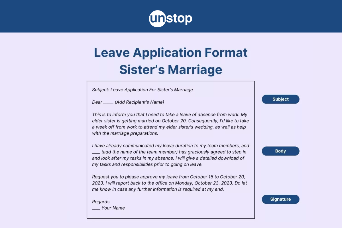 Marriage Leave Letter Format Leave Letter For School Template, Samples