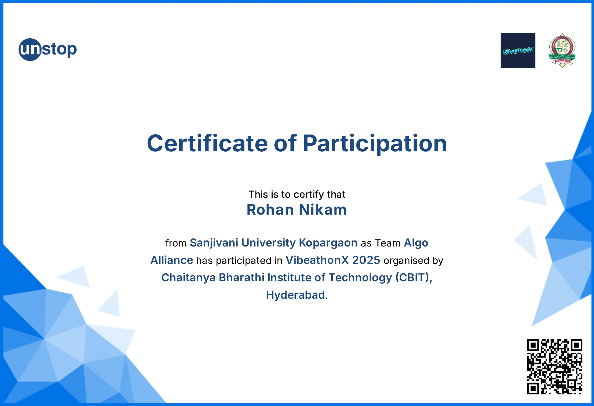 Rohan Nikam - Currently pursuing a B.Tech CSE at Sanjivani University. DMR At CSE Student ...