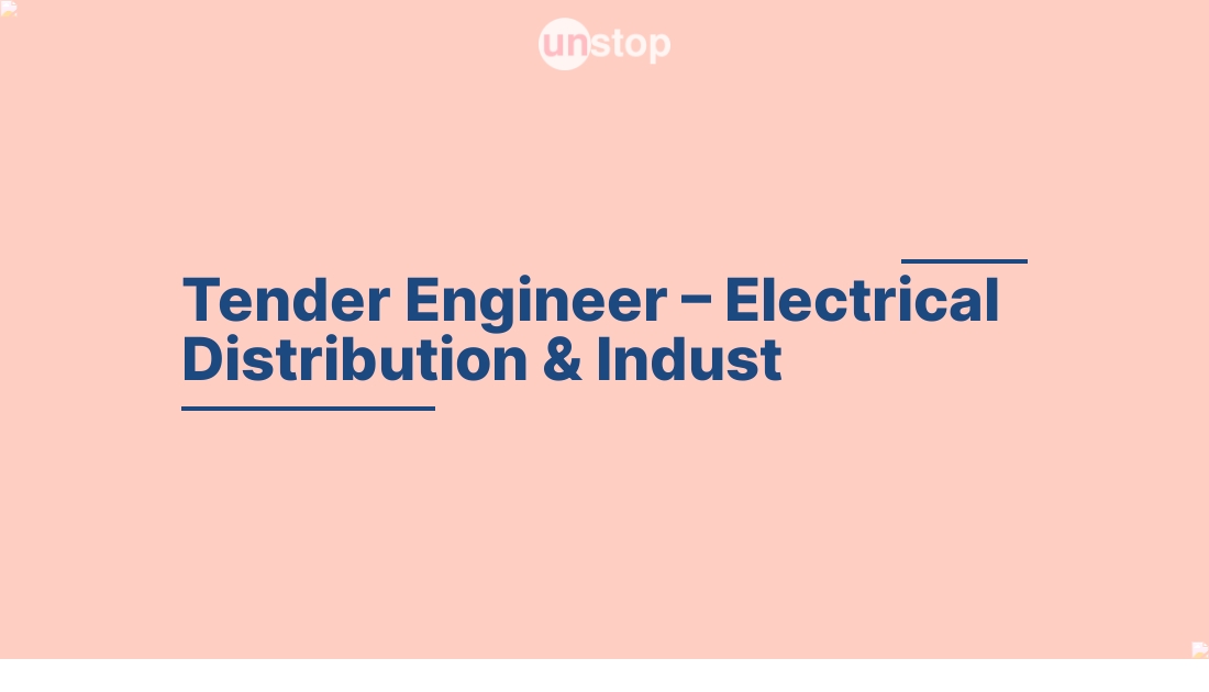 Tender Engineer – Electrical Distribution & Industry by Schneider ...