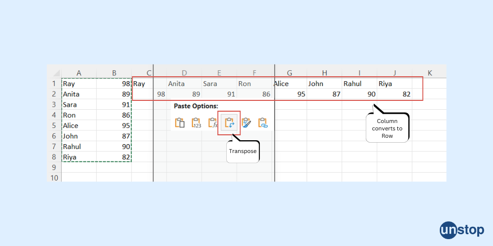 Transpose In Excel Convert Rows To Columns And Vice A Versa With Ease