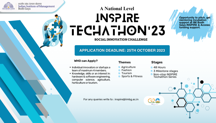 INSPIRE Techathon Social Innovation Challenge 2023 by Indian Institute of Management (IIM), Bodh ...